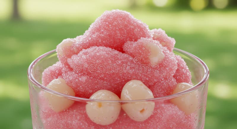 Pink Lychee Granita in Glass Closeup Stock Illustration - Illustration ...