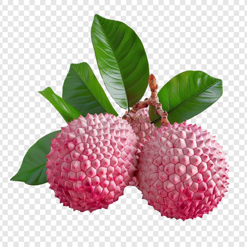 Pink Lychee with Green Leaves Stock Illustration - Illustration of ...