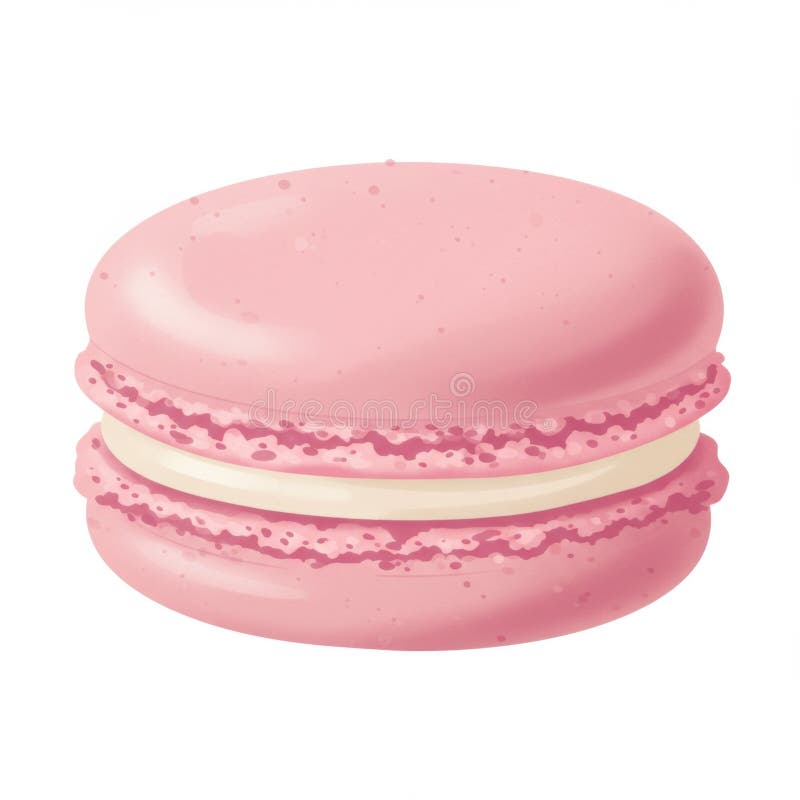 Pink Macaron with White Cream Filling on White Background Stock ...