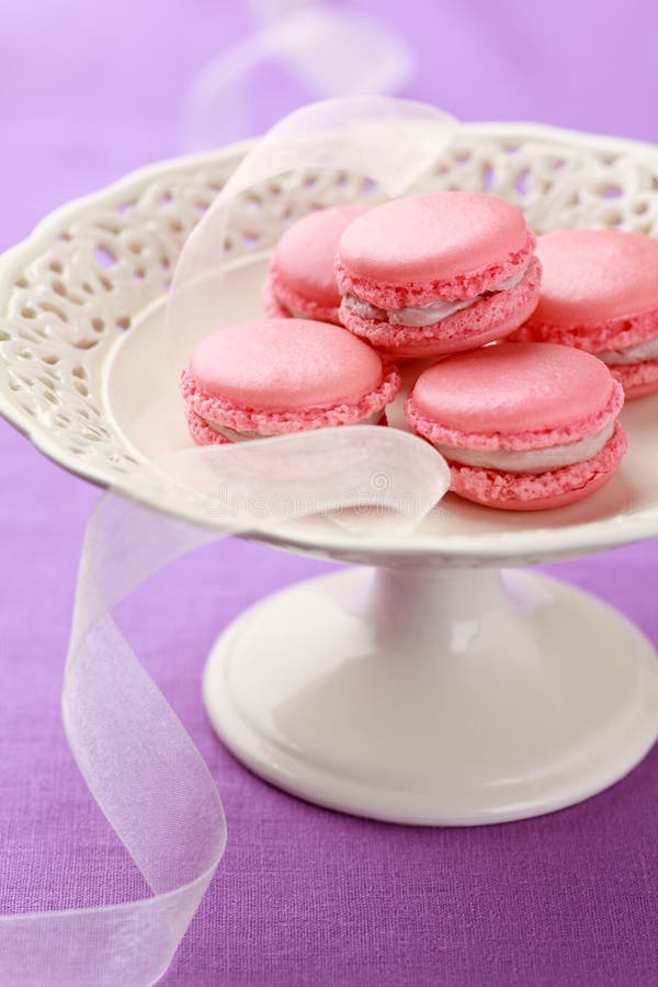Pink macarons in a box stock image. Image of food, dessert - 67194975