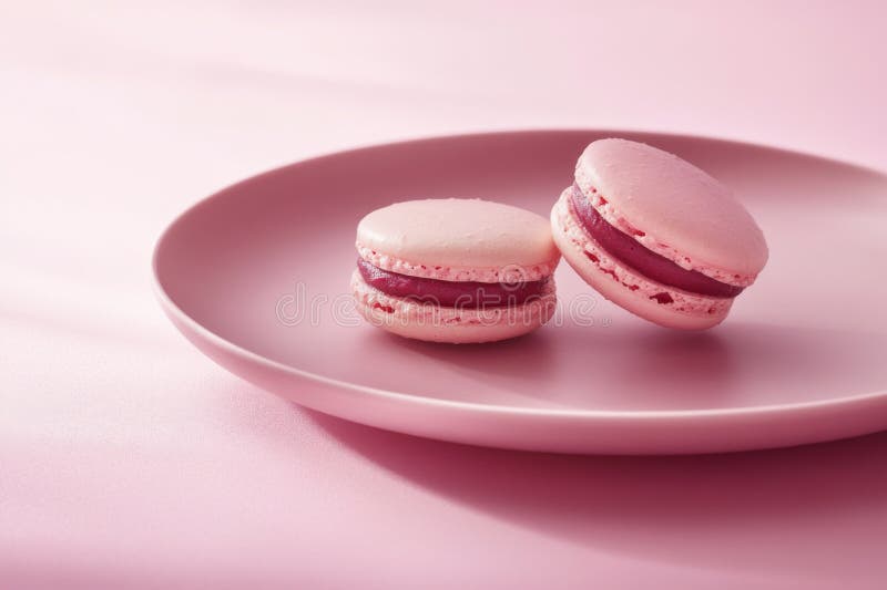 Pink Macarons Filled with Beetroot and Lemon Cream, Presented on a ...