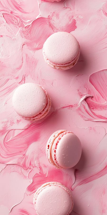 Pink Macarons on Swirled Pink Background with Soft Texture Stock ...