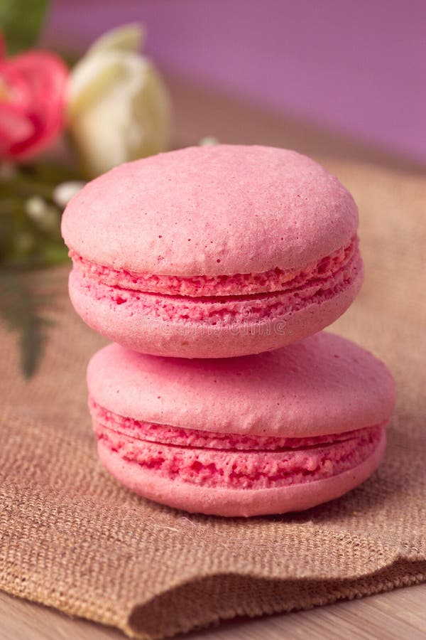 Pink Macaroon with Raspberry Stock Photo - Image of cake, macaron: 36563722