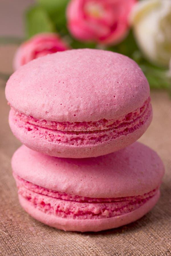 Pink Macaroon with Raspberry Stock Image - Image of macarons, delicious ...