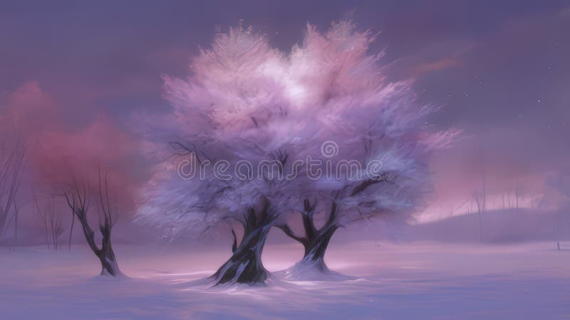 Pink Magic Forest with Trees Stock Illustration - Illustration of ...