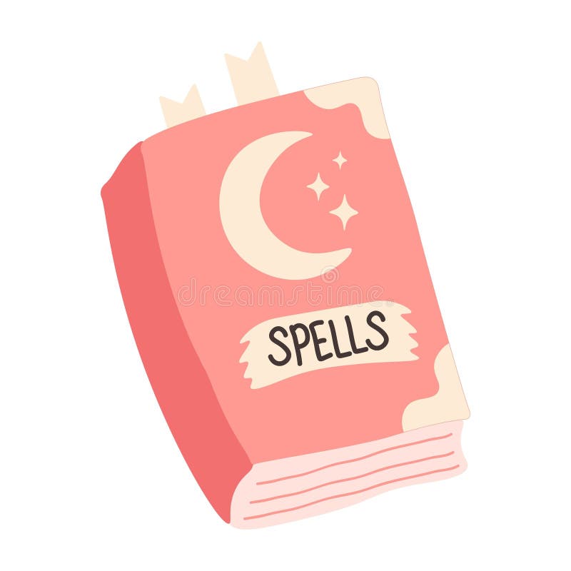 Pink Magic Spell Book Witch. Cute Spooky Halloween Element in Flat ...
