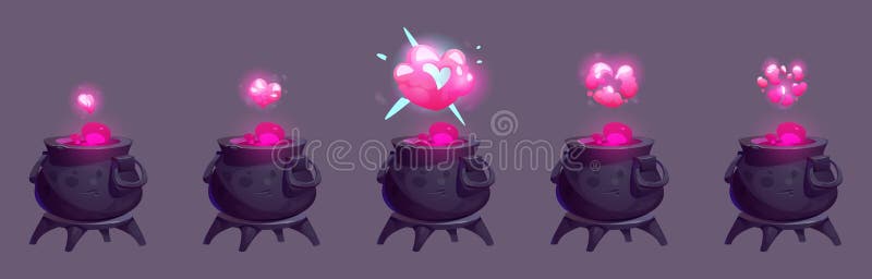 Pink Magic Witch Pot Animation Cartoon Sprite Stock Illustration ...
