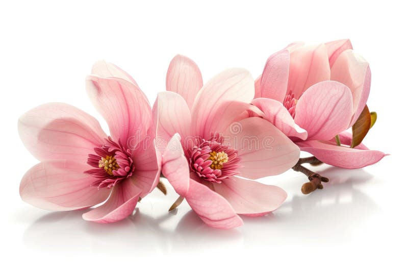 Pink Magnolia Flower Isolated on White Background Stock Illustration ...