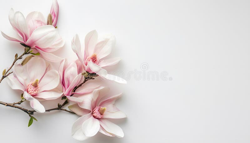 Pink Magnolia Flower Isolated on White Background with Full Depth of ...