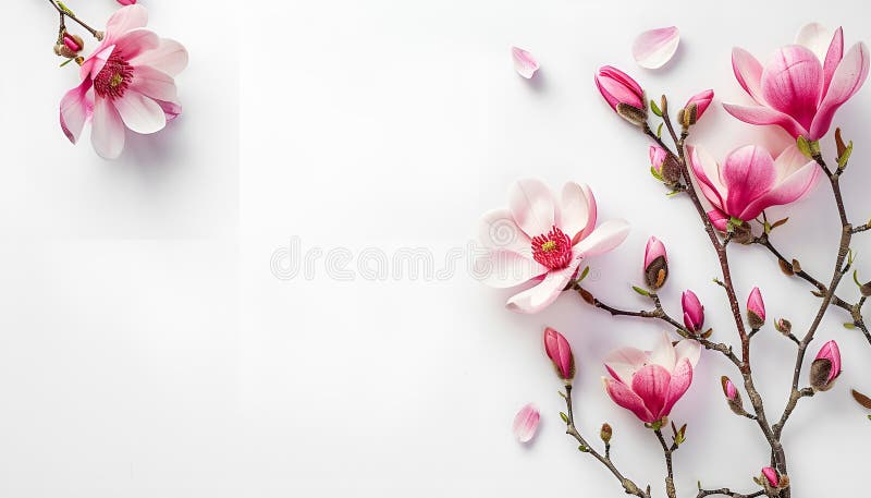 Pink Magnolia Flower Isolated on White Background with Full Depth of ...