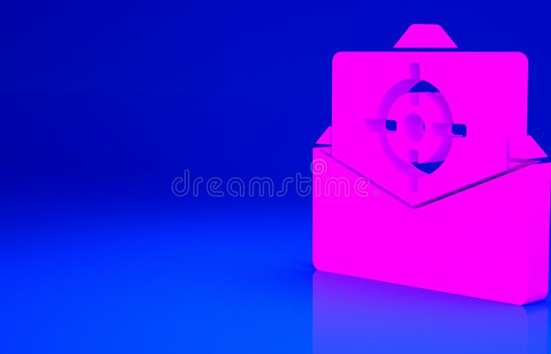Pink Mail and E-mail Icon Isolated on Blue Background. Envelope Symbol ...