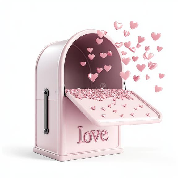 A Pink Mailbox with a Bursting Heart and a Transparent Background Stock ...