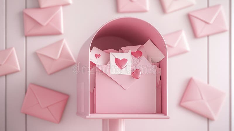 Pink Mailbox with a Heart Shape Design in a Suburban Outdoor Setting ...