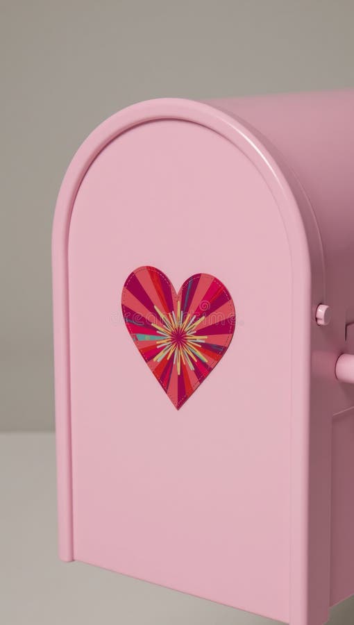 Pink Mailbox with Heartshaped Balloons Against Vibrant Backdrop Stock ...