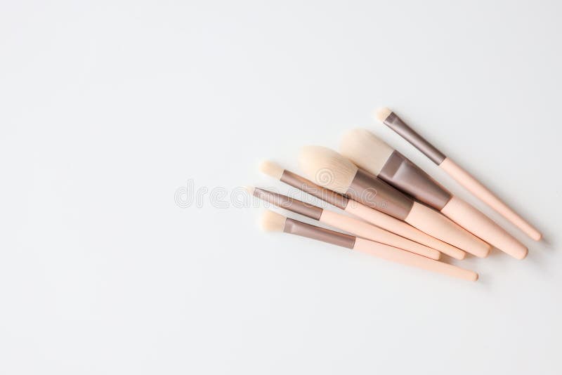 Pink Makeup Brushes Isolated on White Background Stock Photo - Image of ...