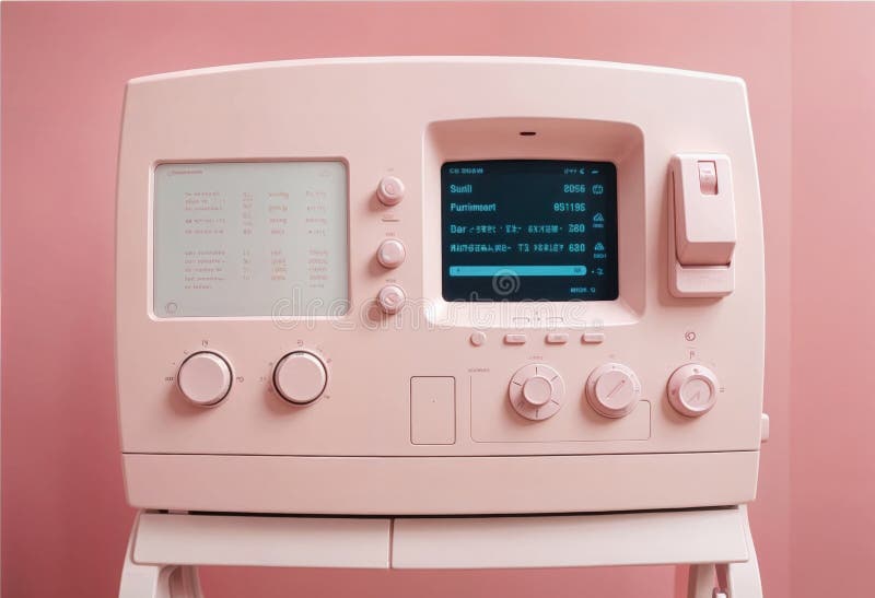 A Pink Mammogram Machine with a Monitor on Top on Pink Background Stock ...