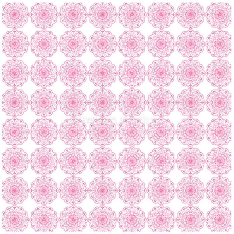 Pink Mandala Grid: a Delicate Pattern Repeat Stock Illustration ...