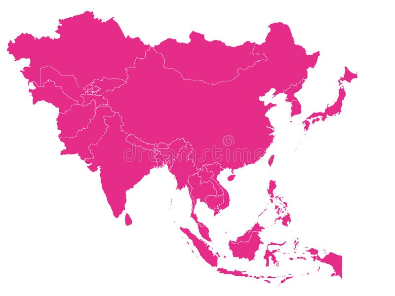 Pink map of Asia stock vector. Illustration of gray - 167507228