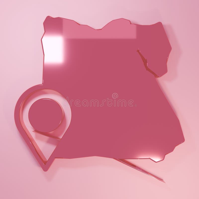Pink Map of Egypt Icon Isolated on Pink Background. Minimalism Concept ...