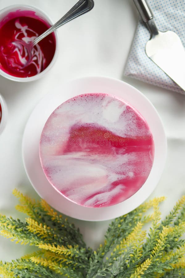 Pink Marble Mirror Glaze Cake. Stock Photo - Image of blue, delicious ...