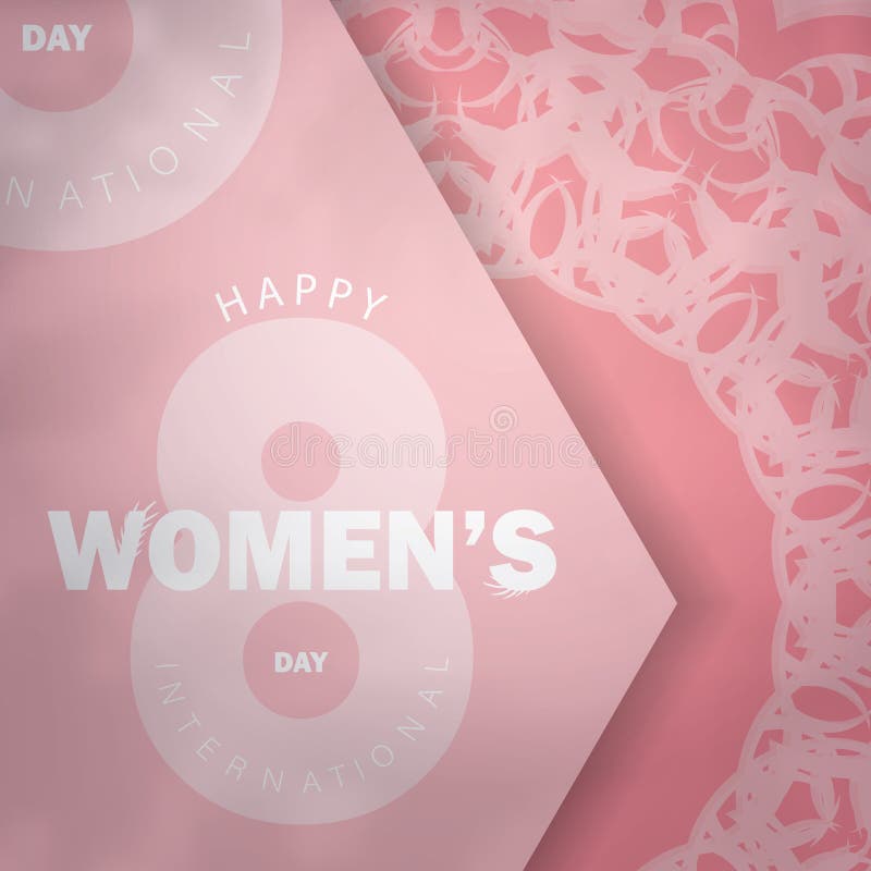 Pink 8 March Flyer with Vintage Pattern Stock Vector - Illustration of ...