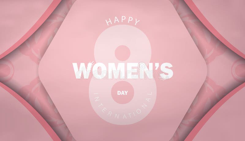 Pink 8 March Flyer with Winter Ornament Stock Vector - Illustration of ...