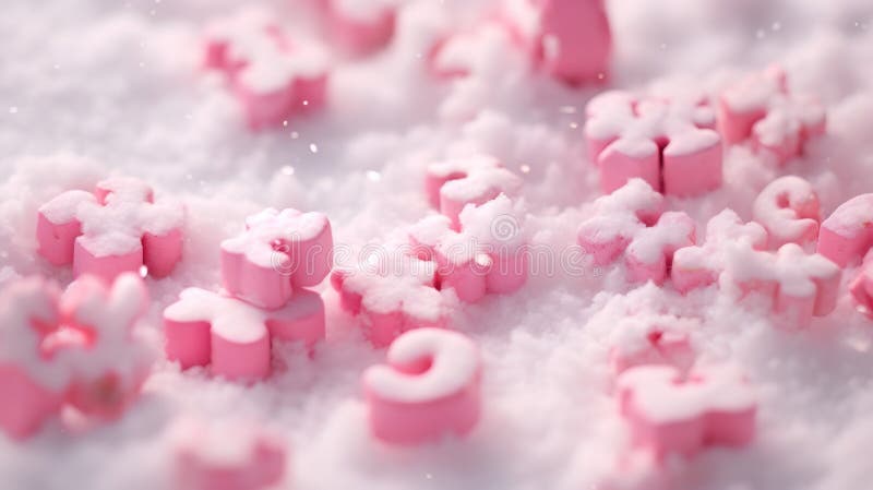 Pink Marshmallow Candy in Powdered Sugar. Stock Photo - Image of pastel ...
