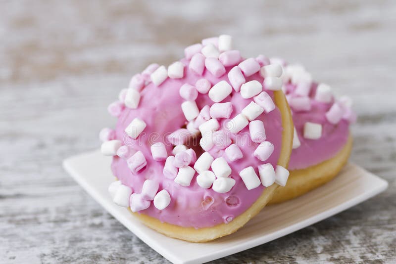 PInk marshmallow donuts stock photo. Image of donut - 119475660