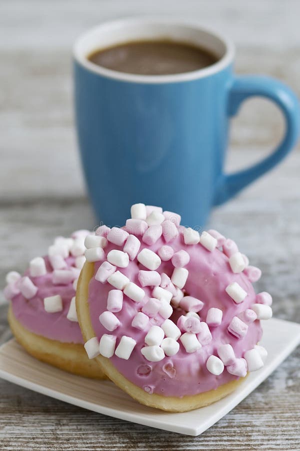 PInk marshmallow donuts stock photo. Image of pattern - 119476142
