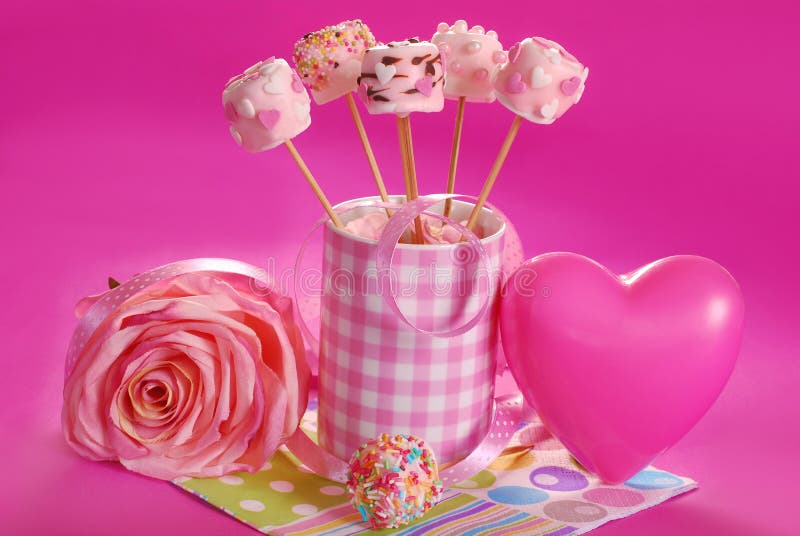 Pink Marshmallow Pops for Valentine Stock Image - Image of ...