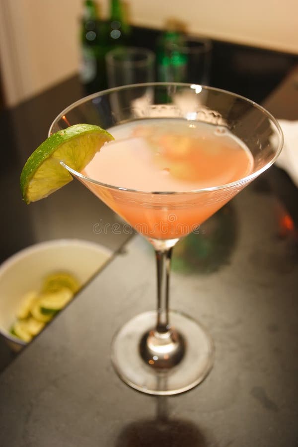 Pink martini on a bar stock image. Image of liquid, glass - 4745949