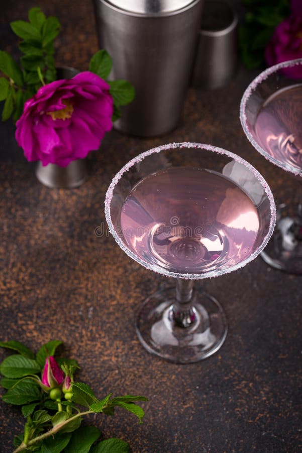 Pink Martini Cocktail with Rose Syrup Stock Image - Image of food ...