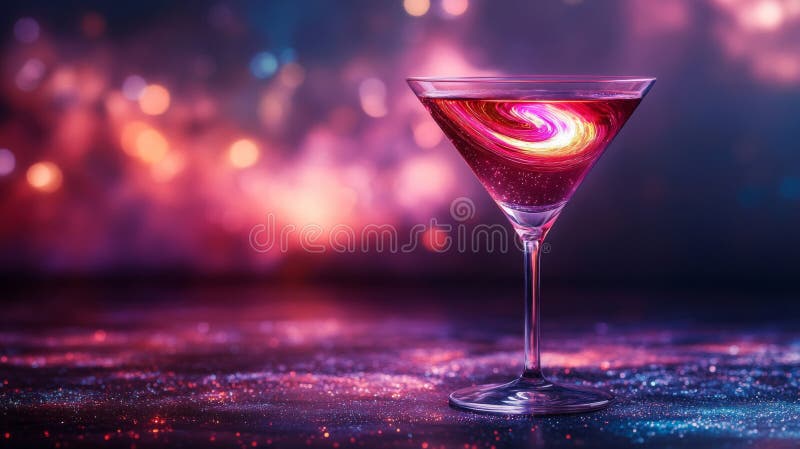 Pink Martini Cocktail with Sparkling Glitter Background Stock ...