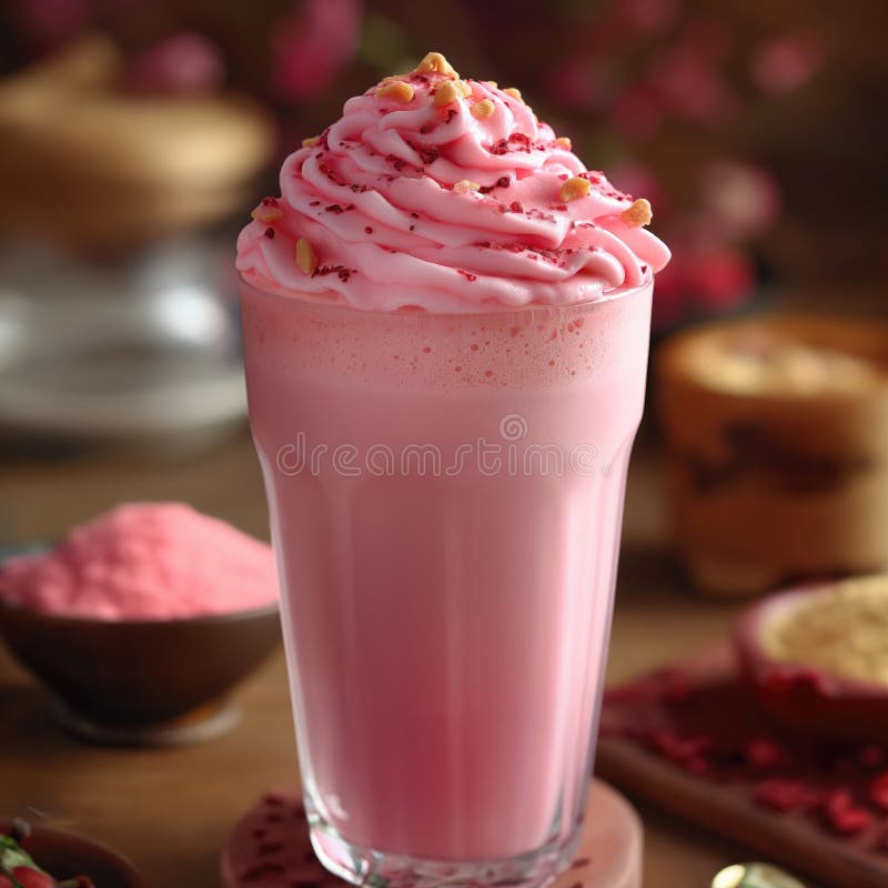 Pink matcha ice latte stock illustration. Illustration of dragon ...