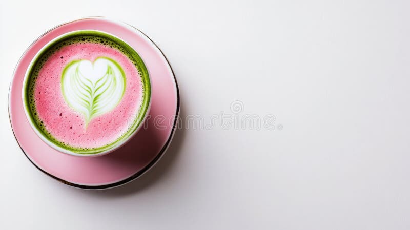 Pink Matcha Latte on White Background with Ample Room for Additional ...