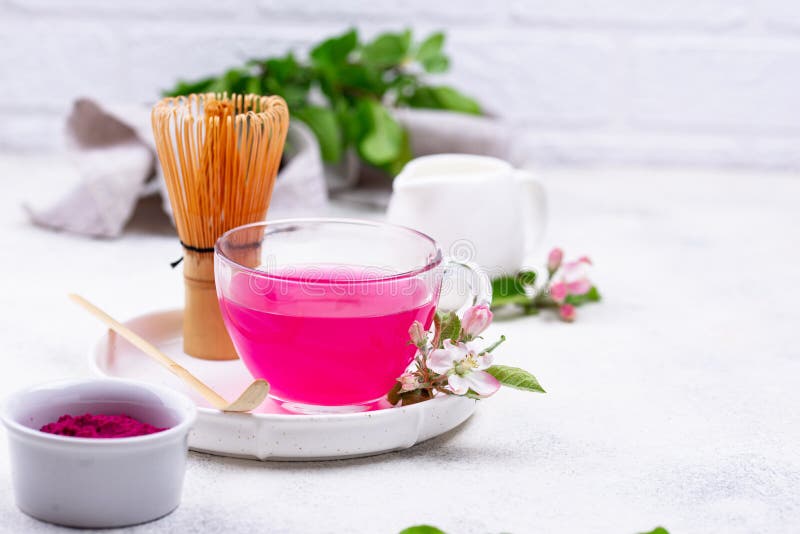 Pink Matcha Tea from Dragon Fruit Stock Image - Image of pinkhued ...
