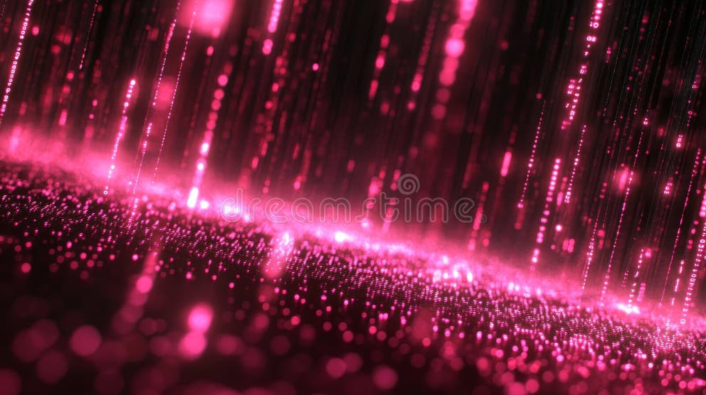 Pink Matrix Background, Abstract Digital Binary Code Data Flowing, Stream, Cyberspace Stock ...