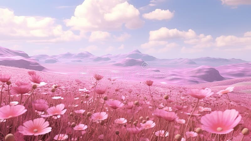 Pink Meadows of Fields with Millions of Flowers in Pink Shades Stock ...