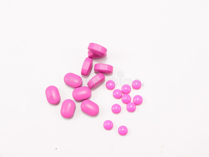 Pink Medicine on White Background Isolated with Copy Space Stock Image ...