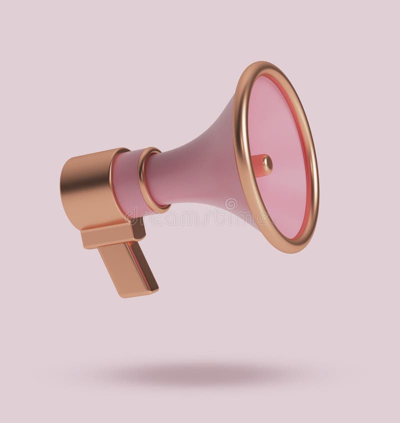 Pink Megaphone with Gold Details on Pastel Pink Background. 3d Render ...