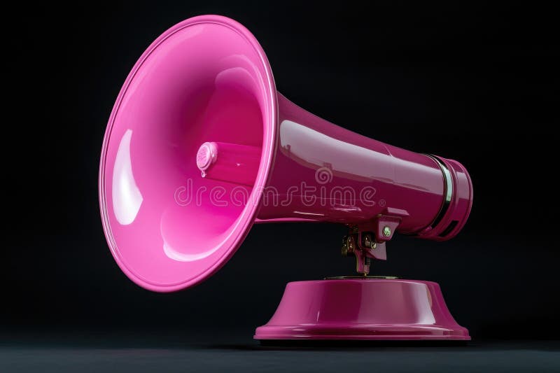 Pink Megaphone on Table stock photo. Image of corporate - 378244114