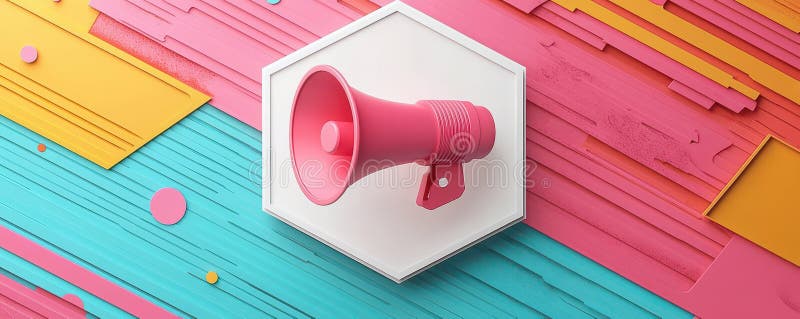 Pink Megaphone on a White Hexagonal Background with Vibrant Pink ...