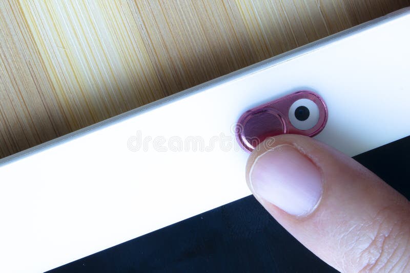 Camera Privacy Cover Slide for Laptop with a Green Screen Stock Photo ...