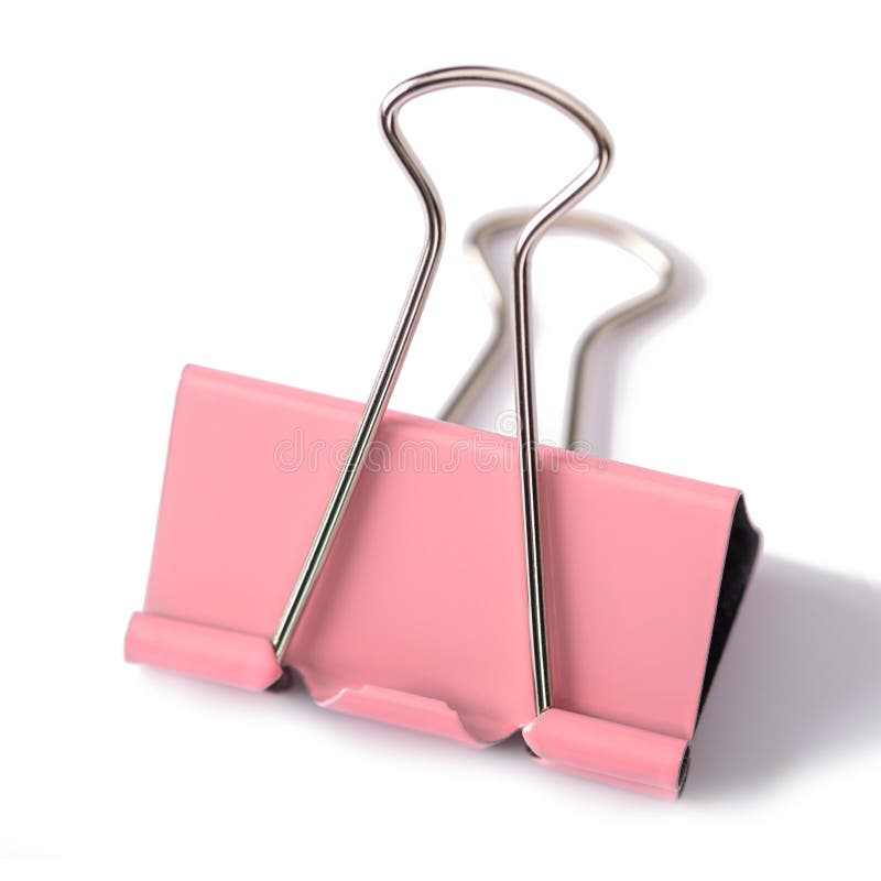 Pink Metal Paper Binder on White Insulated Background Stock Image ...
