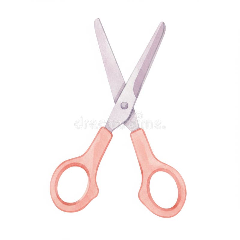 Pink Metal Scissors on White Background Stock Illustration ...