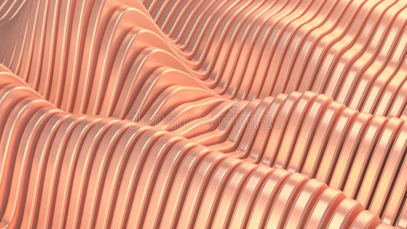 Pink Metallic Background with Waves and Lines. 3d Illustration, 3d ...