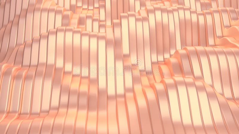 Pink Metallic Background with Waves and Lines. 3d Illustration, 3d ...