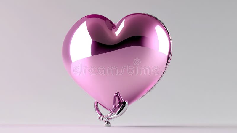 Pink Metallic Heart Balloon Stock Illustration - Illustration of glossy ...