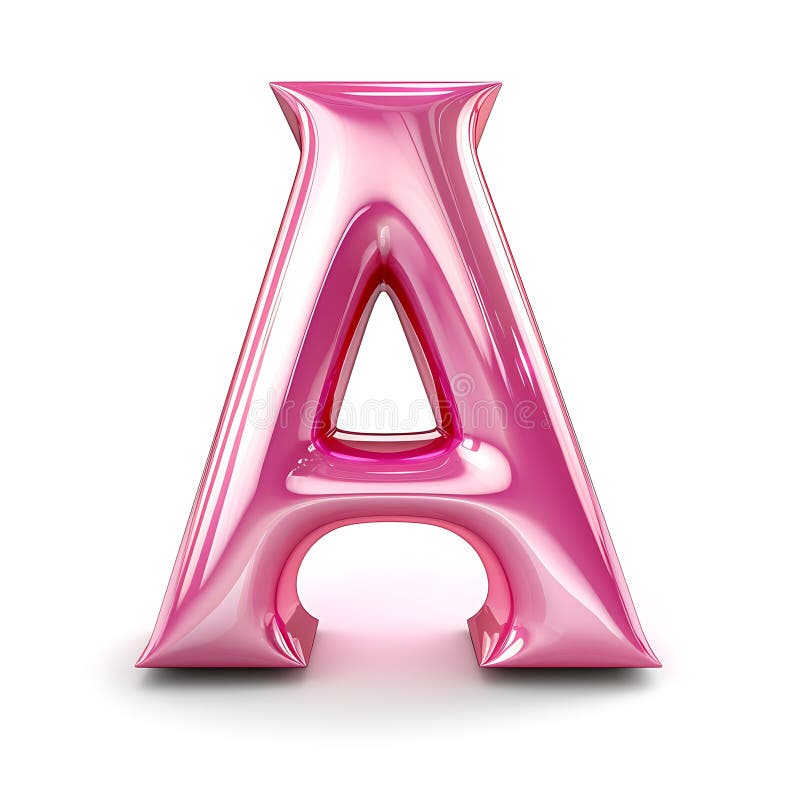Glossy Pink Letter a Isolated on White Background Stock Illustration ...