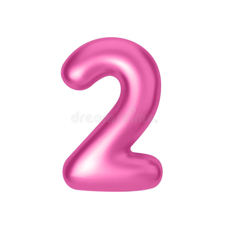 Pink Metallic Number 2. Foil and Latex Balloon Number Two in 3d Style ...